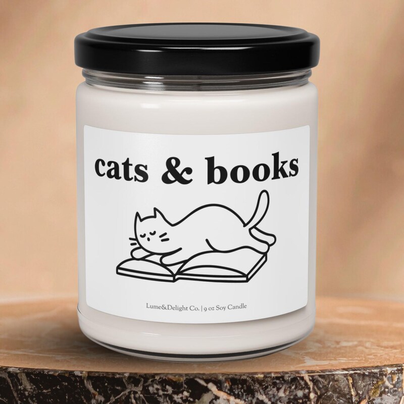 Cat Book Nook With Candle - Etsy