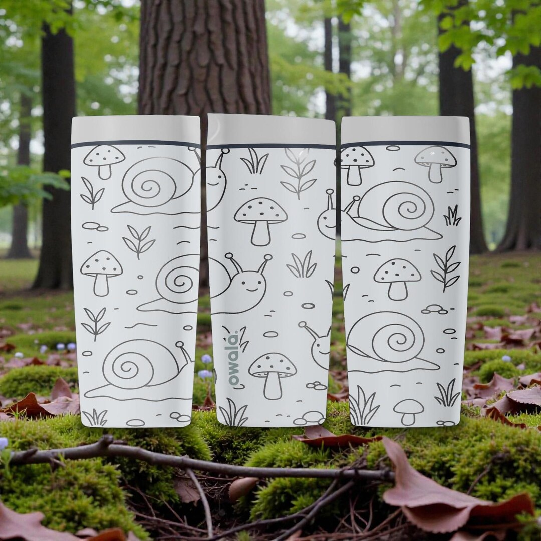 Engraved Snail Woodland Owala Smoothsip Slider Insulated Stainless ...