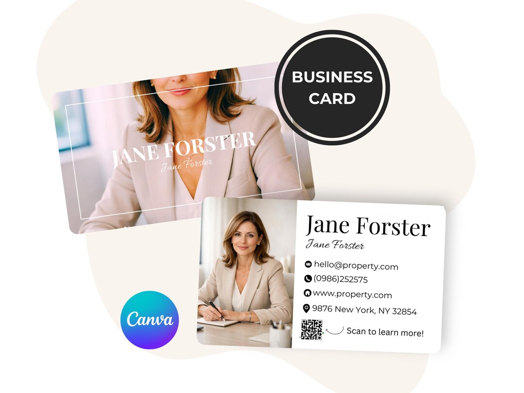 Real Estate Business Card | Editable Canva Template - Etsy