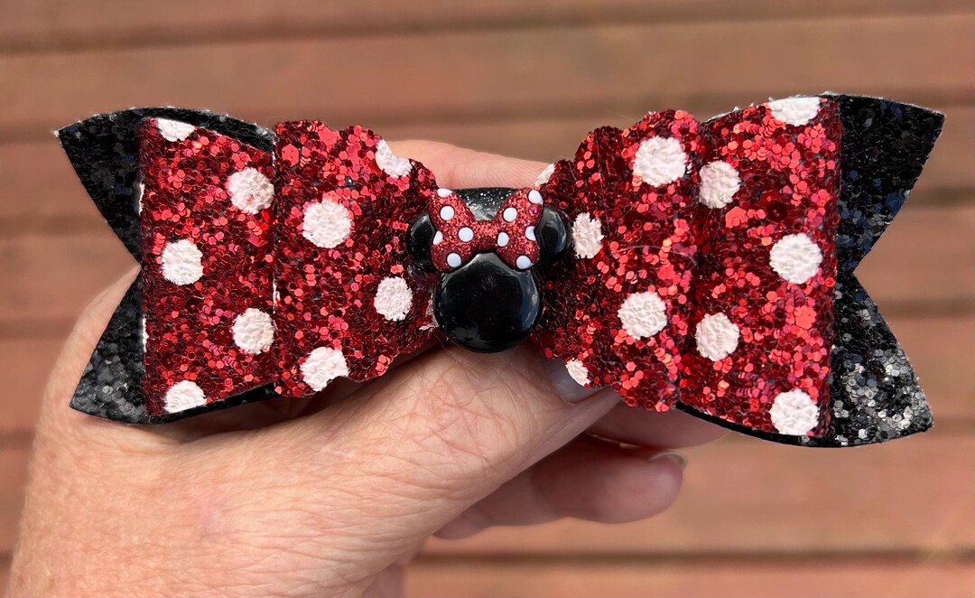 Red Glitter Mini Mouse Hair Bows - Girls and Toddler Hair Bow - Baby ...