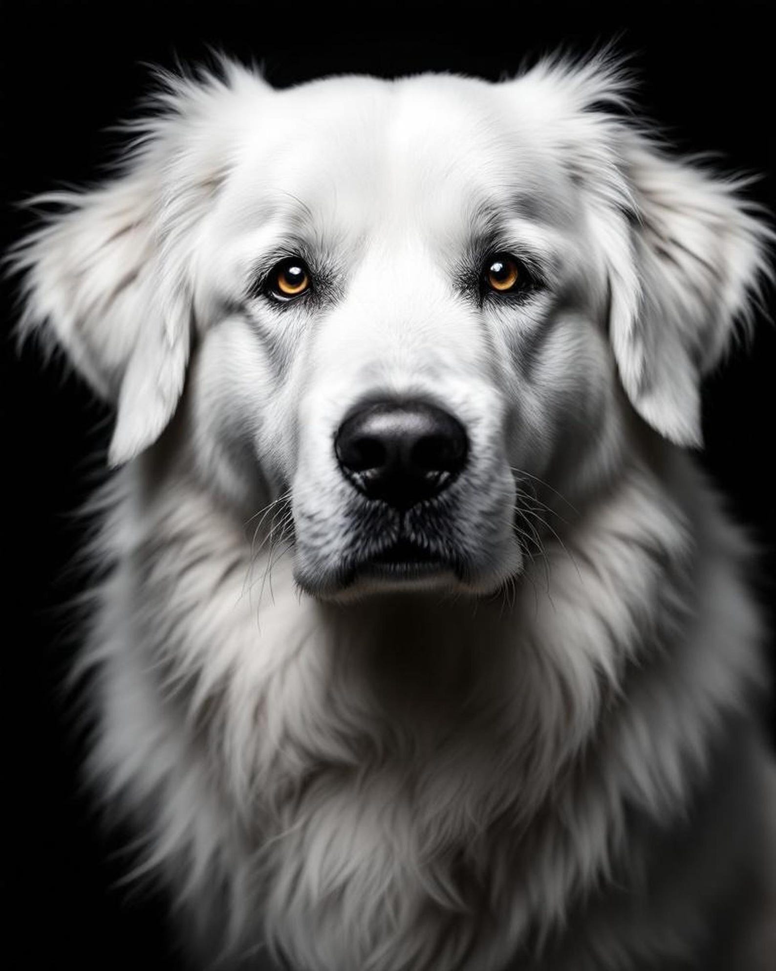 AI Art | Great Pyrenees Wall Art, Black and White Dog Print, 4K 8K ...