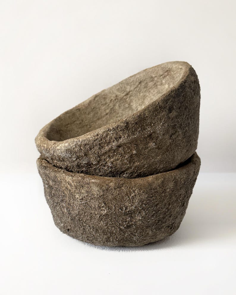 Stone-look Decorative Stacking Bowls Set | Textured Sculptural Bowl ...