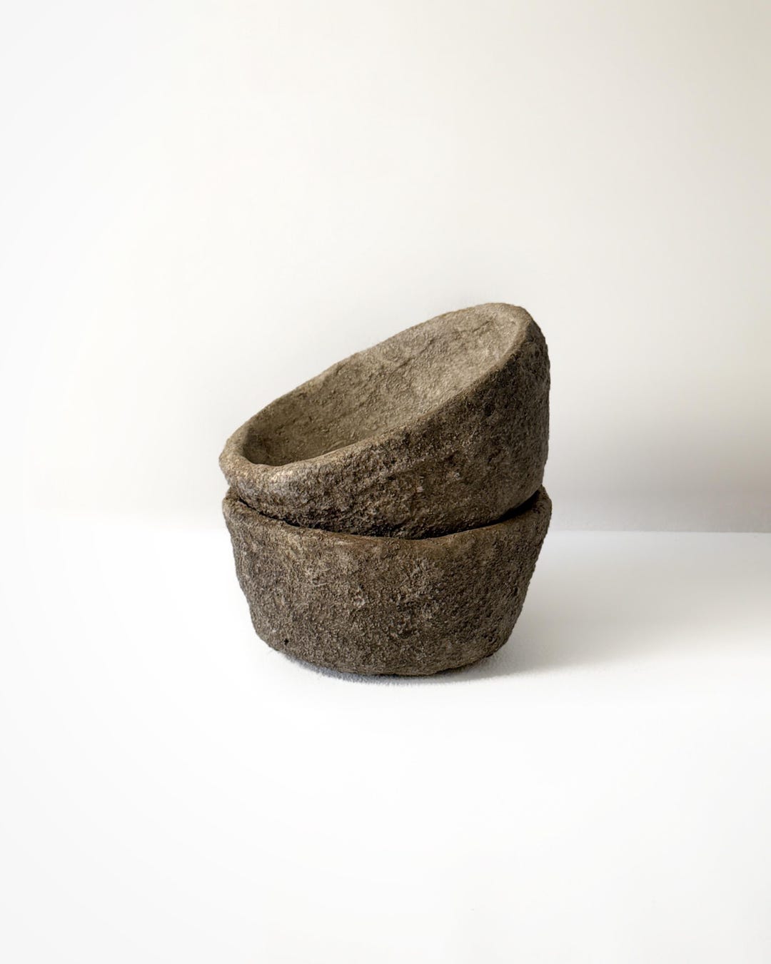 Stone-look Decorative Stacking Bowls Set | Textured Sculptural Bowl ...