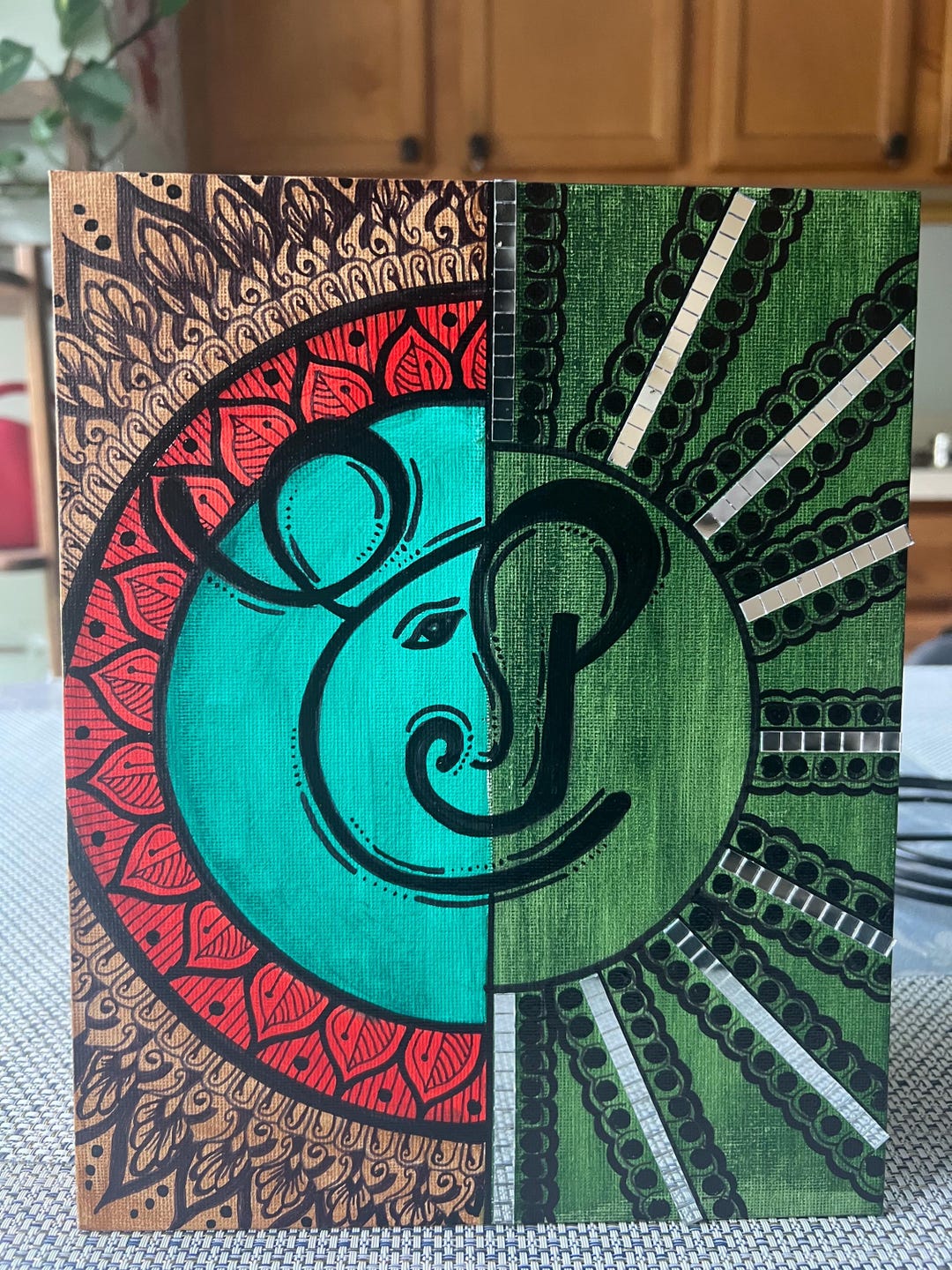 Handmade Ganesh Painting With Traditional Mirror Work - Etsy