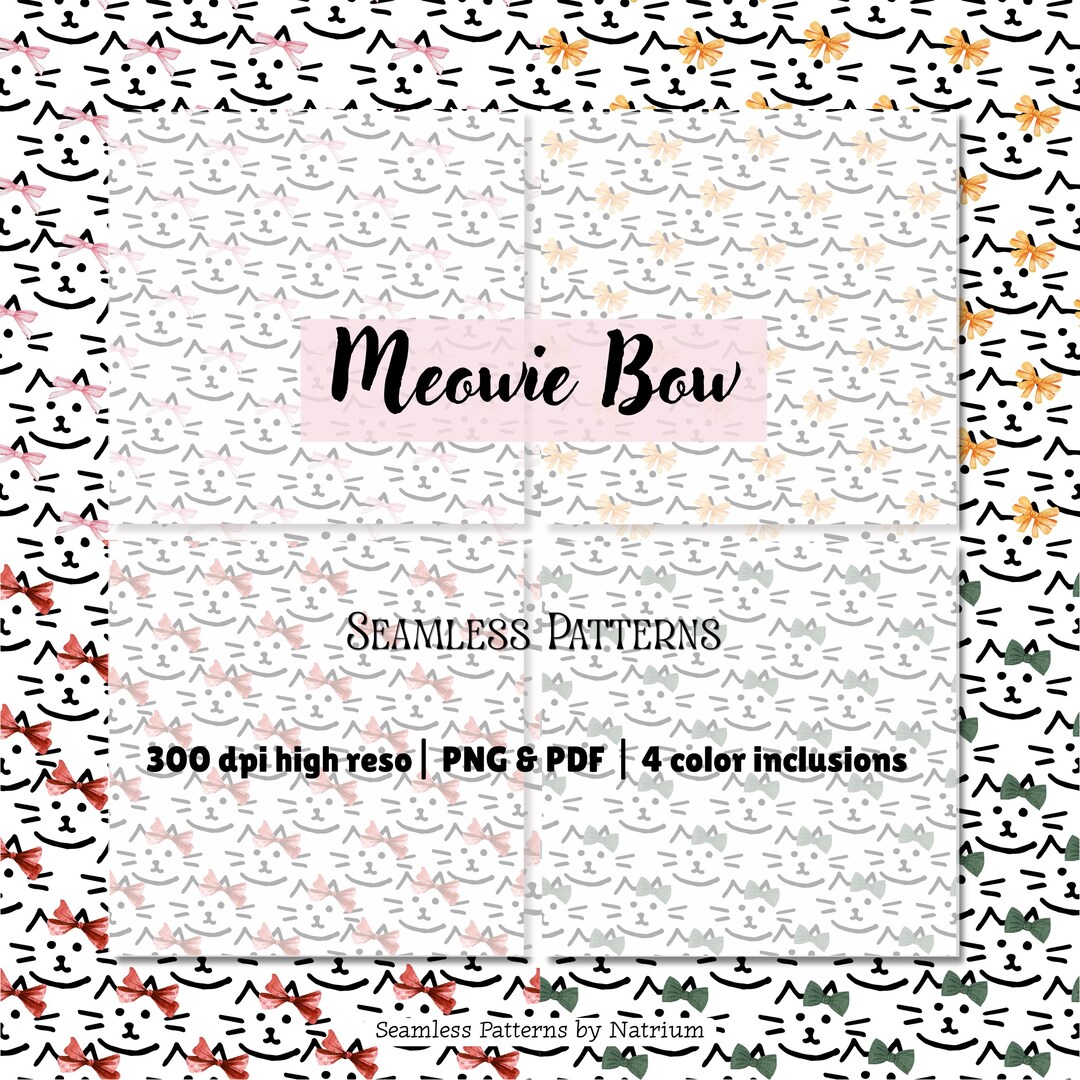 Meowie Bow | Seamless Pattern - Etsy