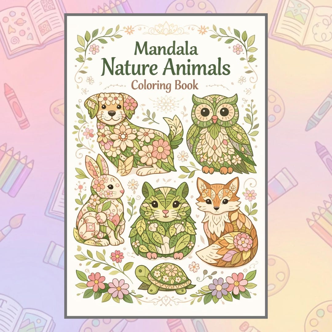Mandala Nature Animals Coloring Book | 90 Pages | Digital Coloring Book ...