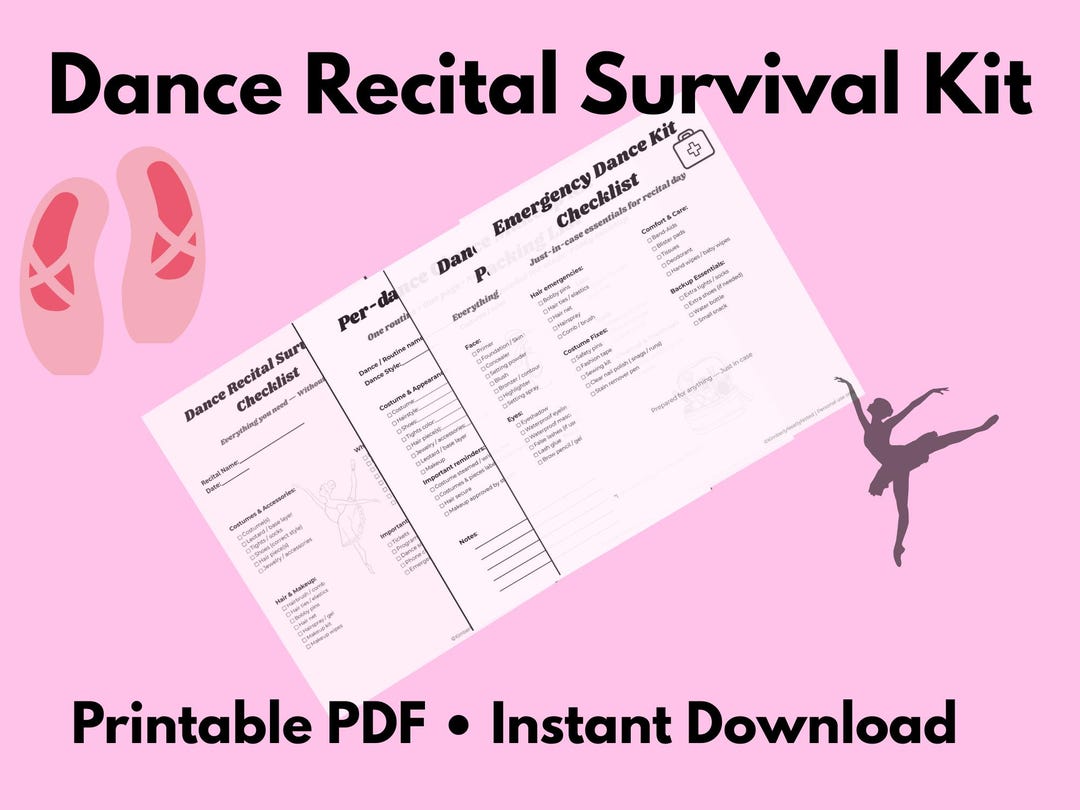 Dance Recital Survival Kit Checklist (printable PDF) - Etsy