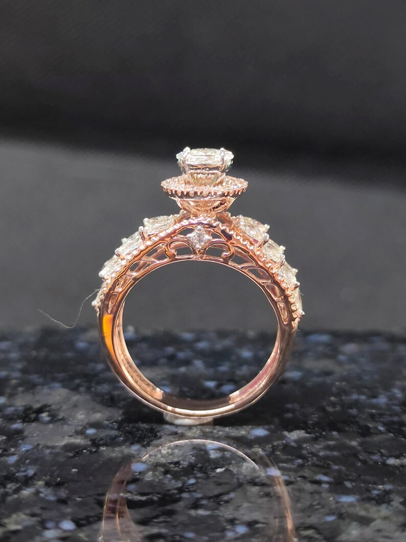 Marquise and Round Lab Diamond Ring, 1.128 Ct Antique Art Deco Design ...