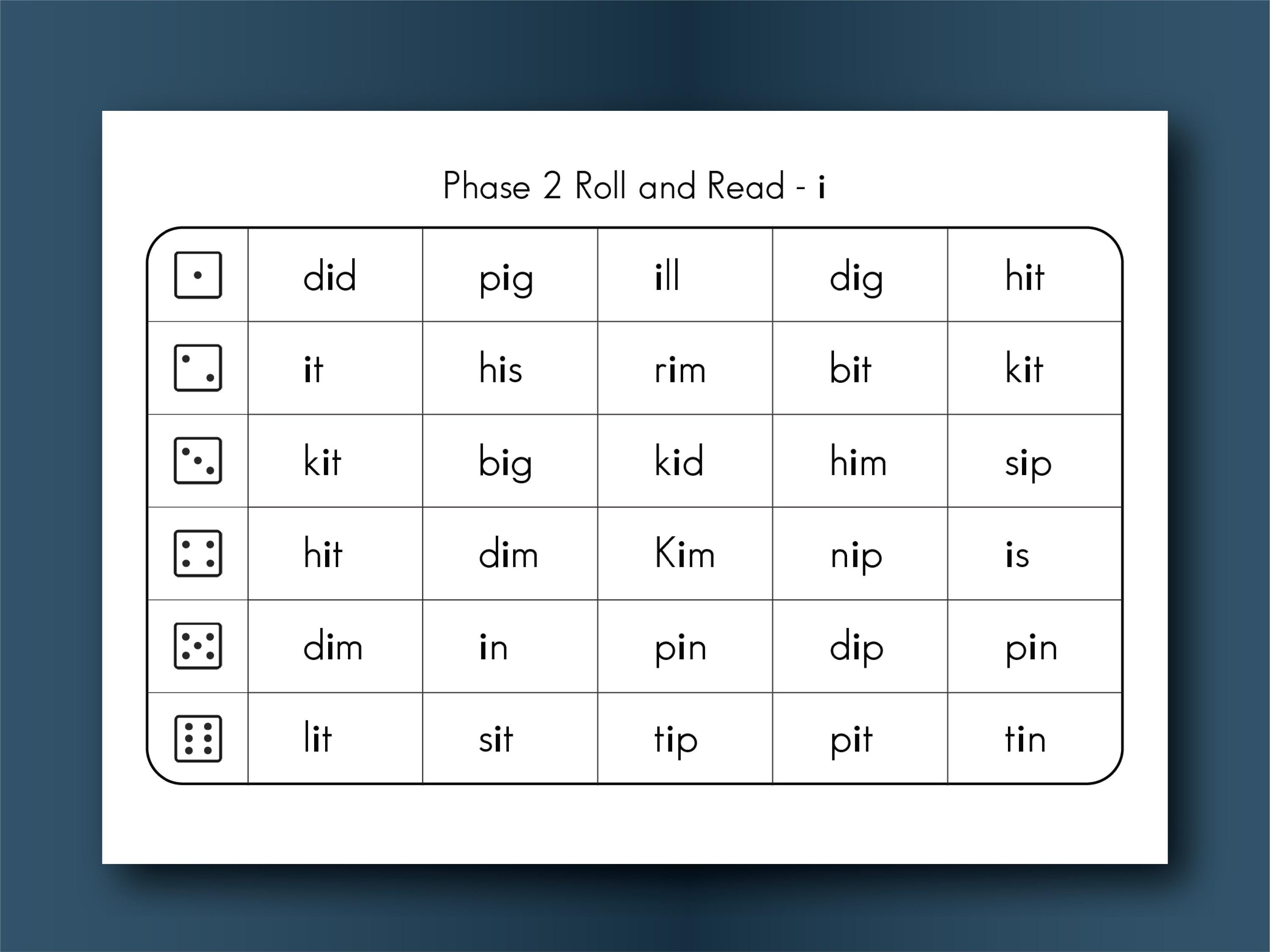 Phonics Phase 2 Sounds Worksheet | Roll the Dice Reading Game | Letter ...