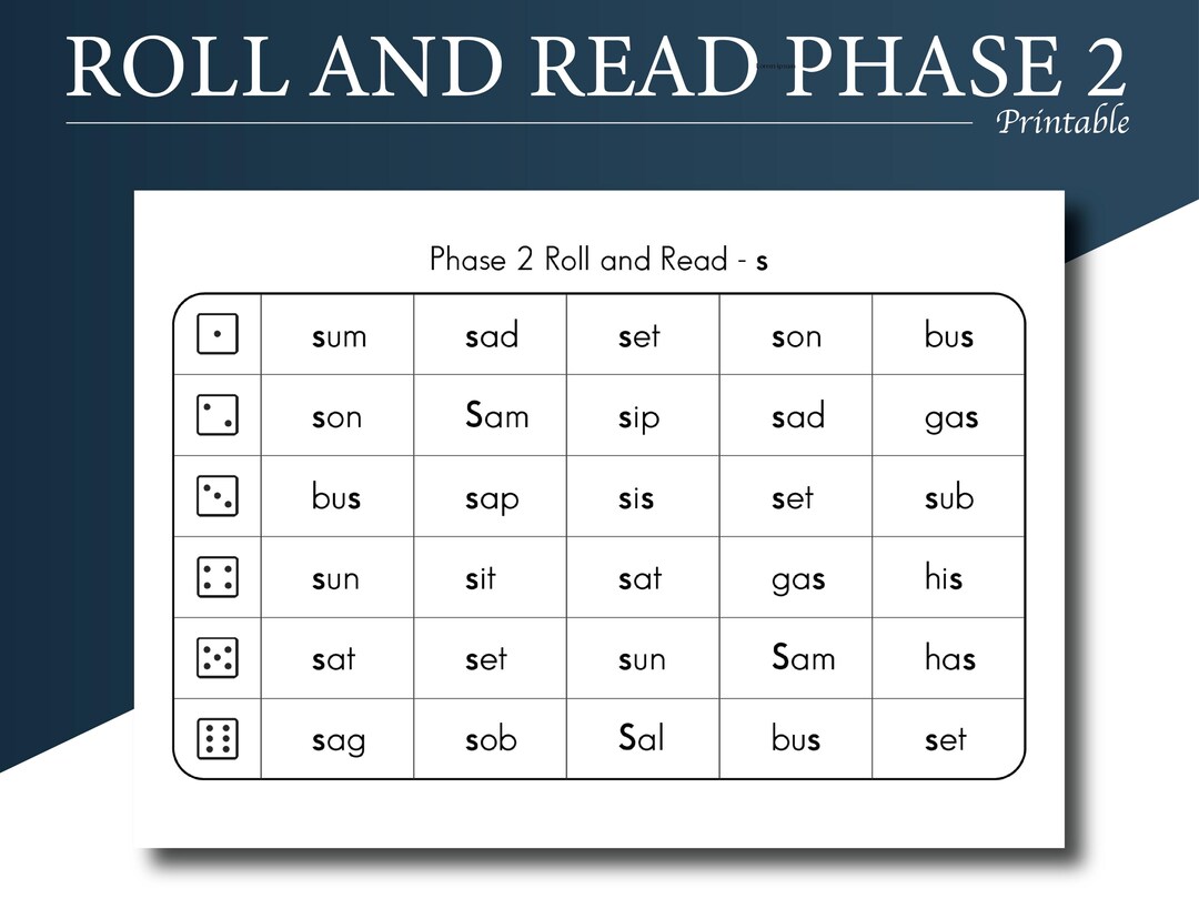 Phonics Phase 2 Sounds Worksheet | Roll the Dice Reading Game | Letter ...
