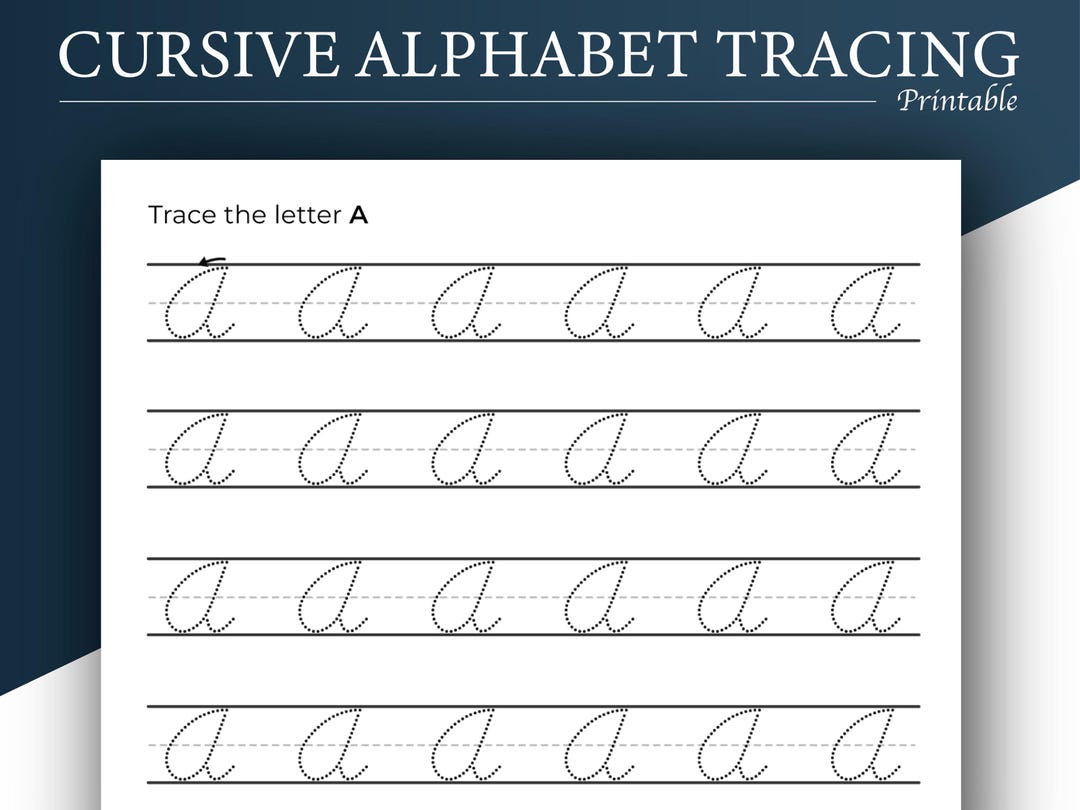 Uppercase Cursive Tracing Worksheets A–Z | Directional Start Line ...