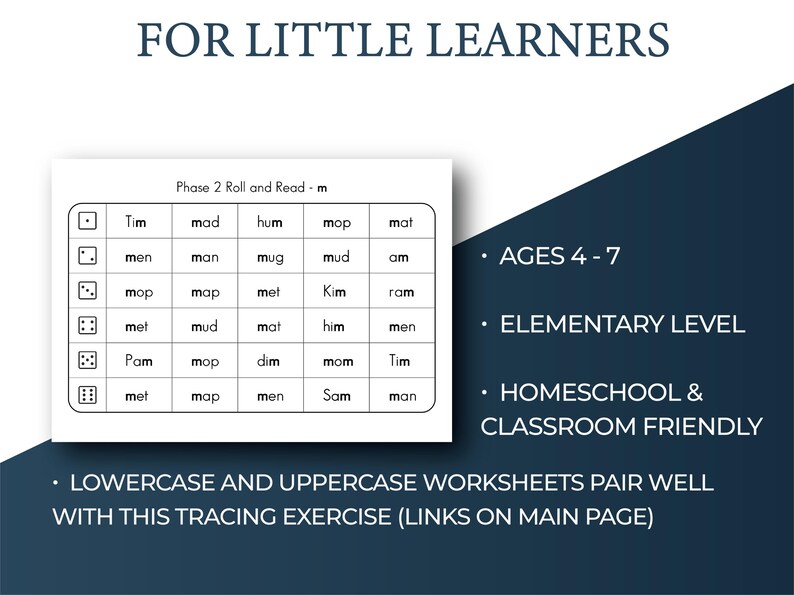 Phonics Phase 2 Sounds Worksheet | Roll the Dice Reading Game | Letter ...