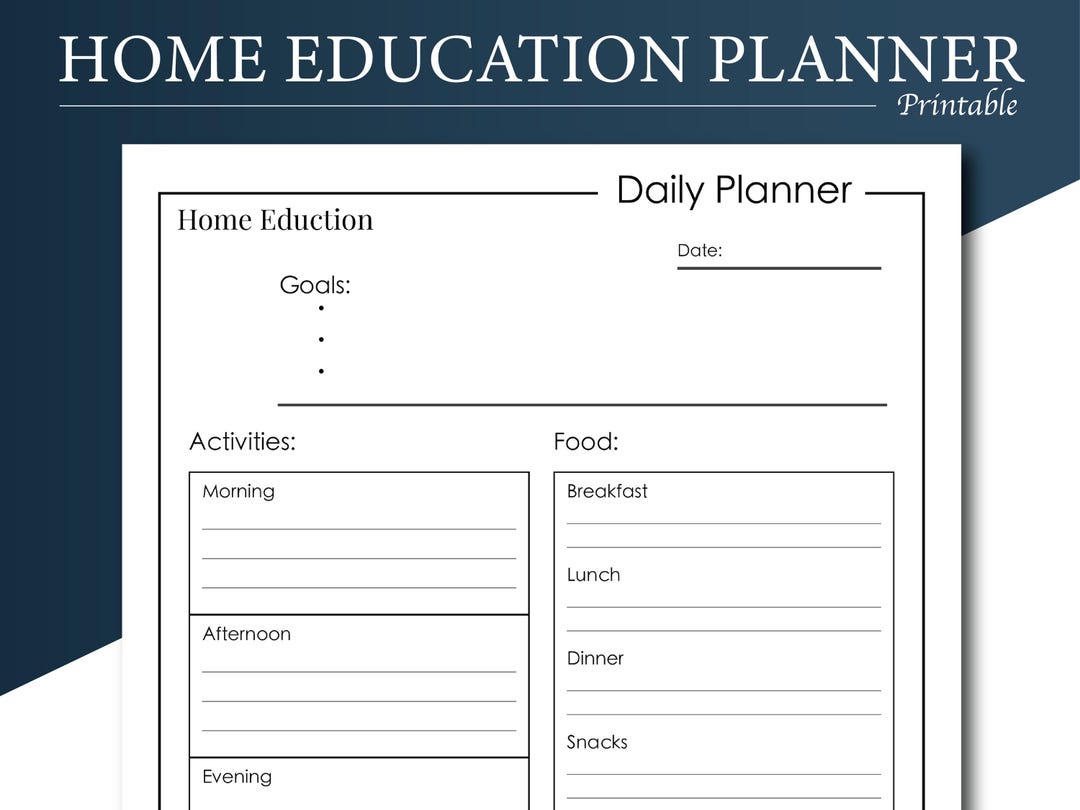 Homeschool Daily Planner Printable | Student Schedule | Meal and Water ...