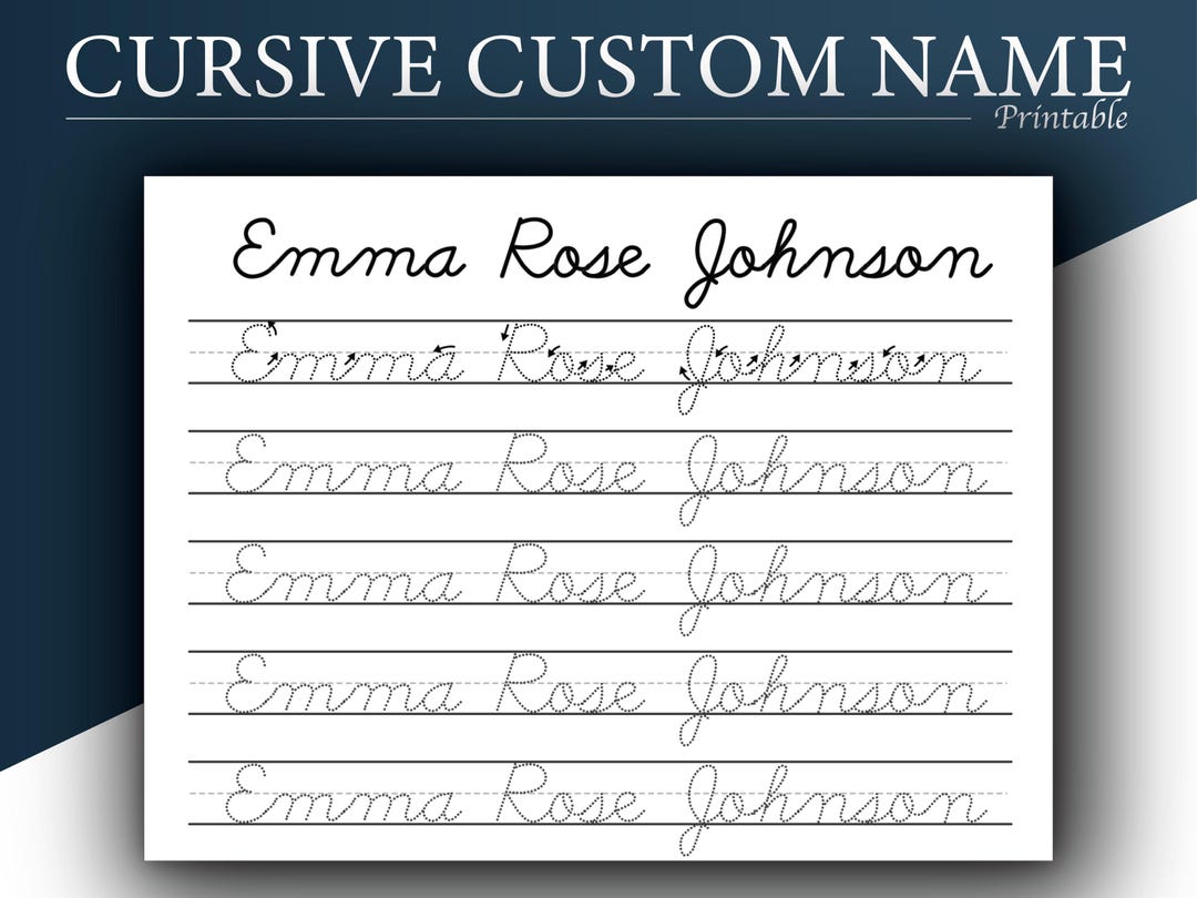 Personalized Cursive Name Tracing Worksheet | First Middle Last Name ...