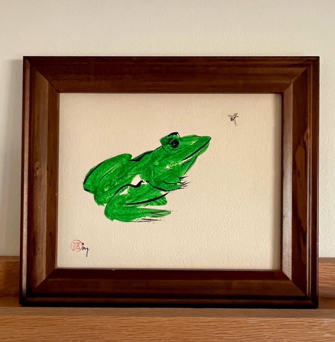 Original Watercolor Frog and Fly Painting Signed by Victor Ing - Etsy