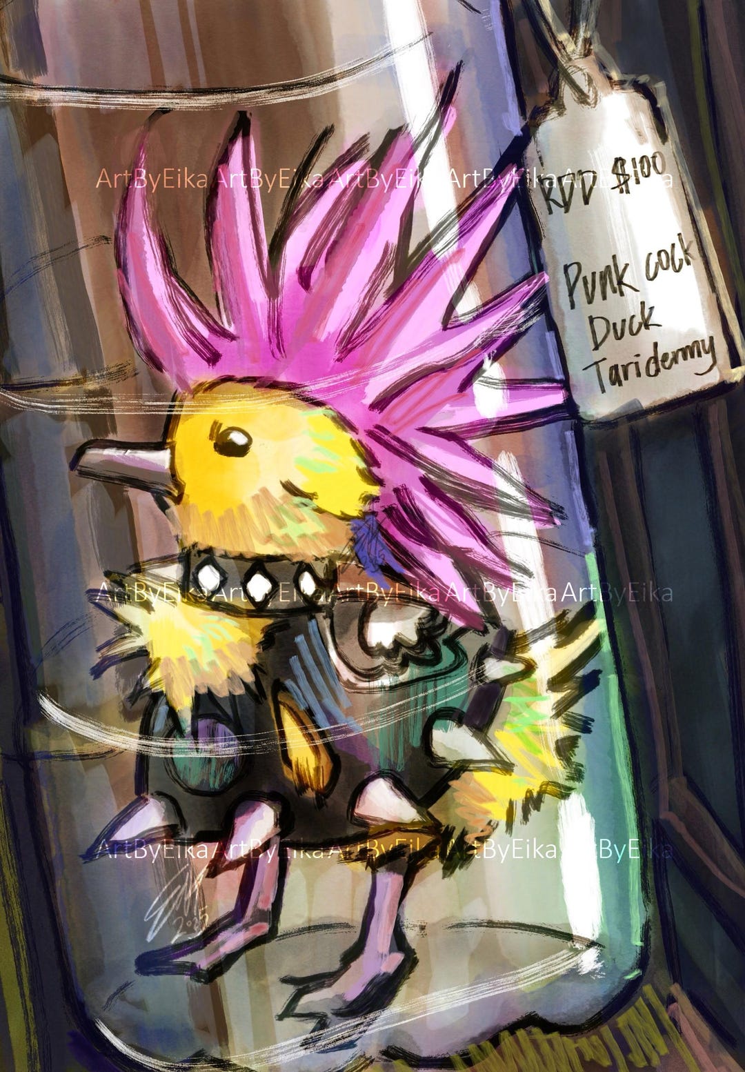 Cute Punk Duck Phone Wallpaper: Digital Pet Chick PFP, Funny Animal ...