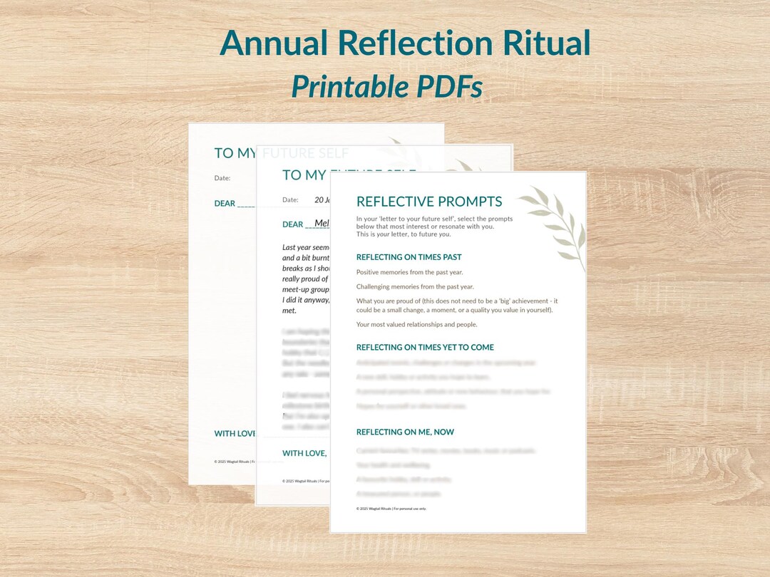 Annual Reflection Ritual | Letter to Self for Adults | Printable PDF - Etsy