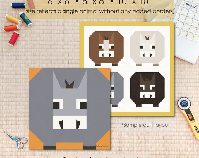 14" Donkey Foundation Paper Piecing Quilt Block Pattern FPP - Etsy Canada