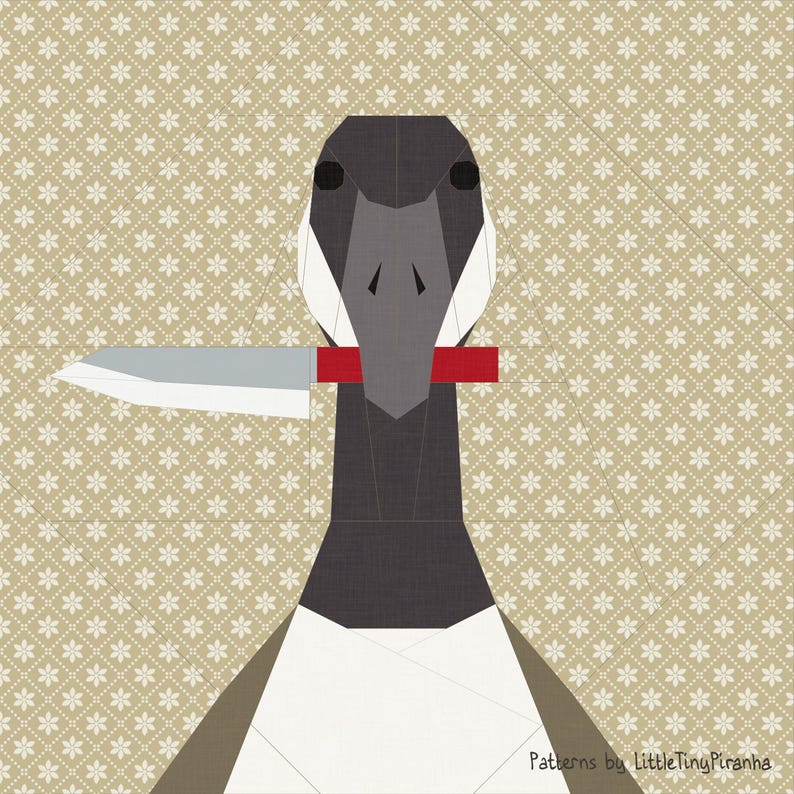 Canada Goose With Knife, Quilt Block FPP Pattern: Multiple Sizes (PDF ...