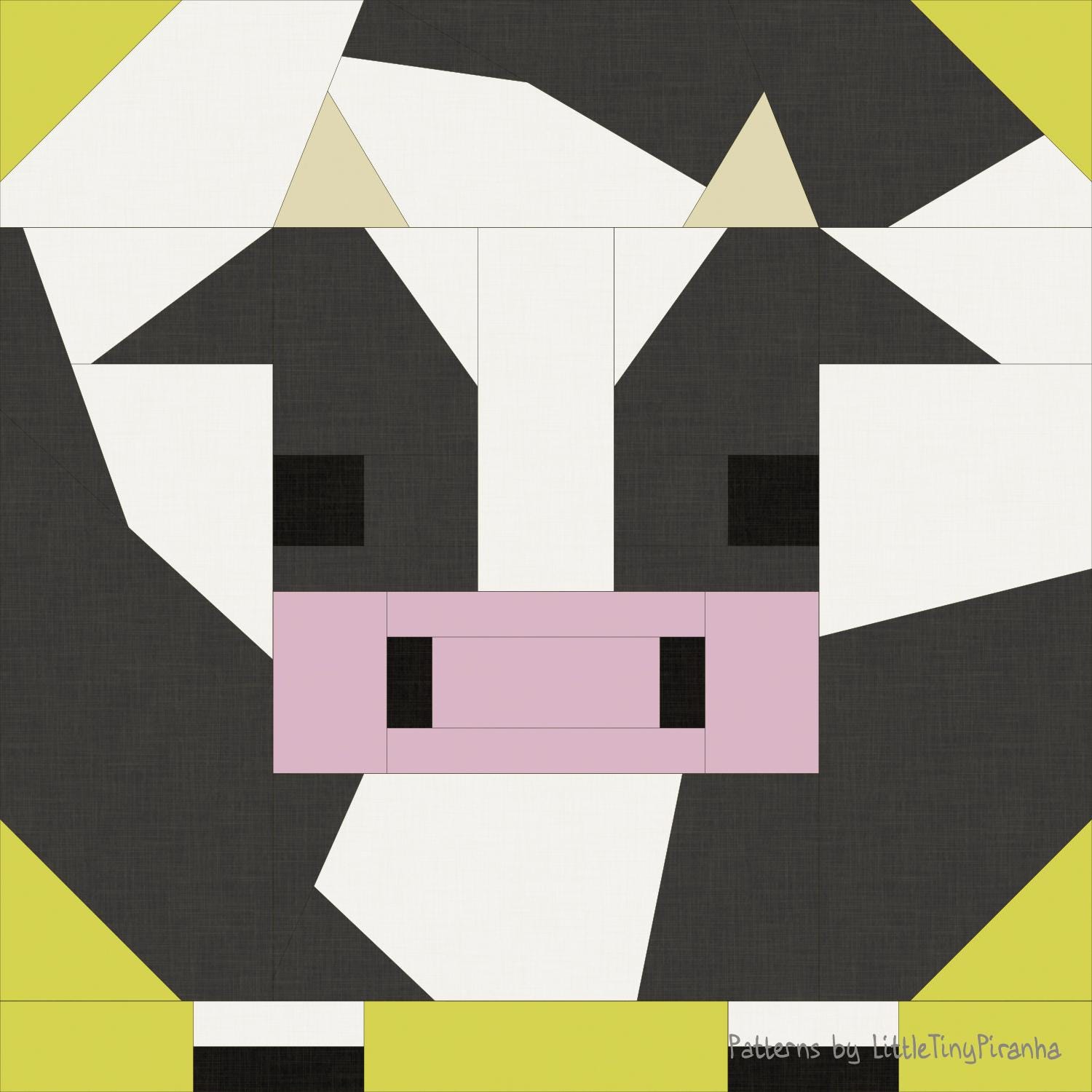 Cow, Farm Animal Quilt Block FPP Pattern: Multiple Sizes (PDF Download ...