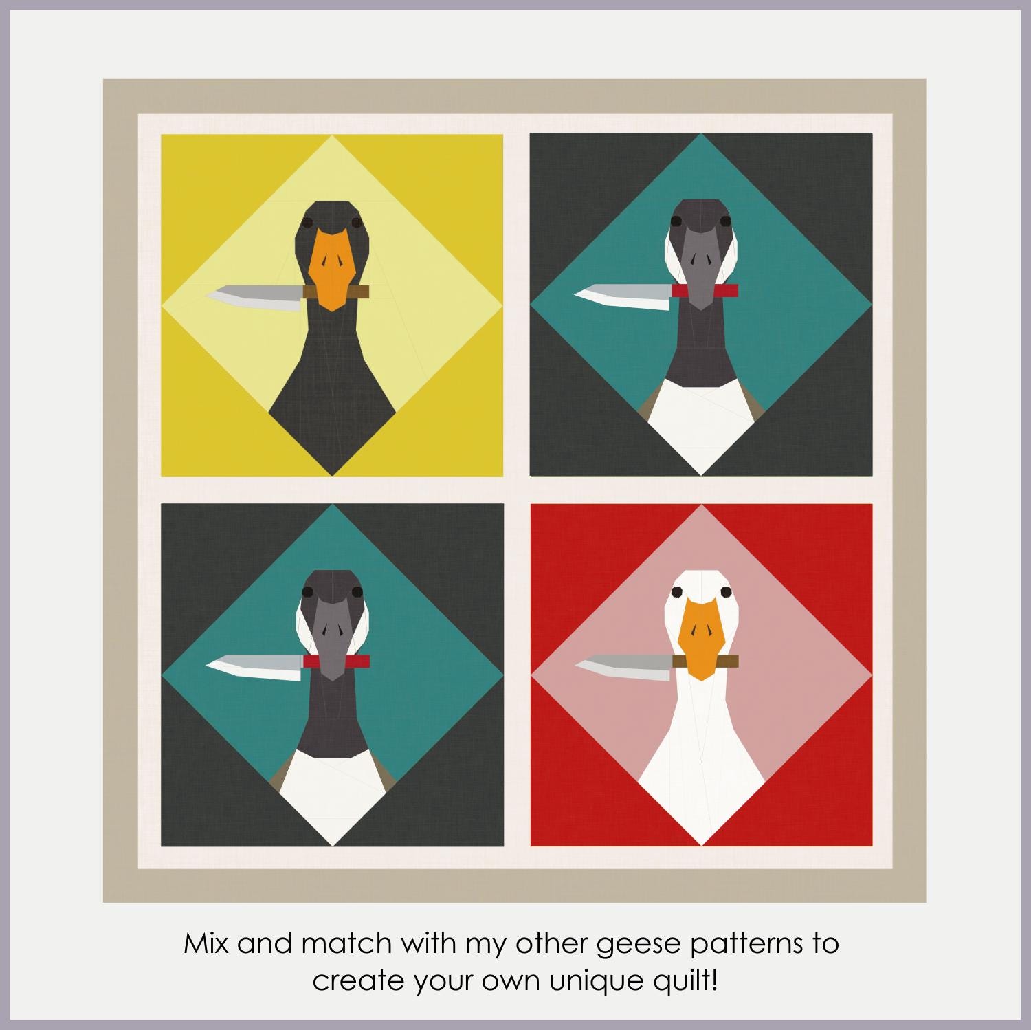 Canada Goose With Knife, Quilt Block FPP Pattern: Multiple Sizes (PDF ...