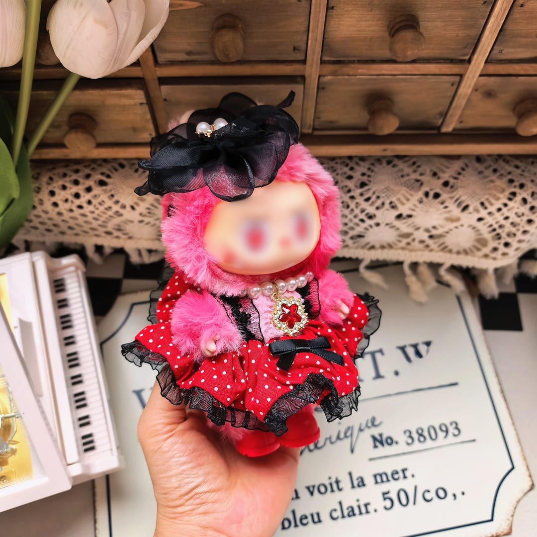 Labubu Clothes Set Custom Labubu Outfit Red Black Dress Labubu Doll ...