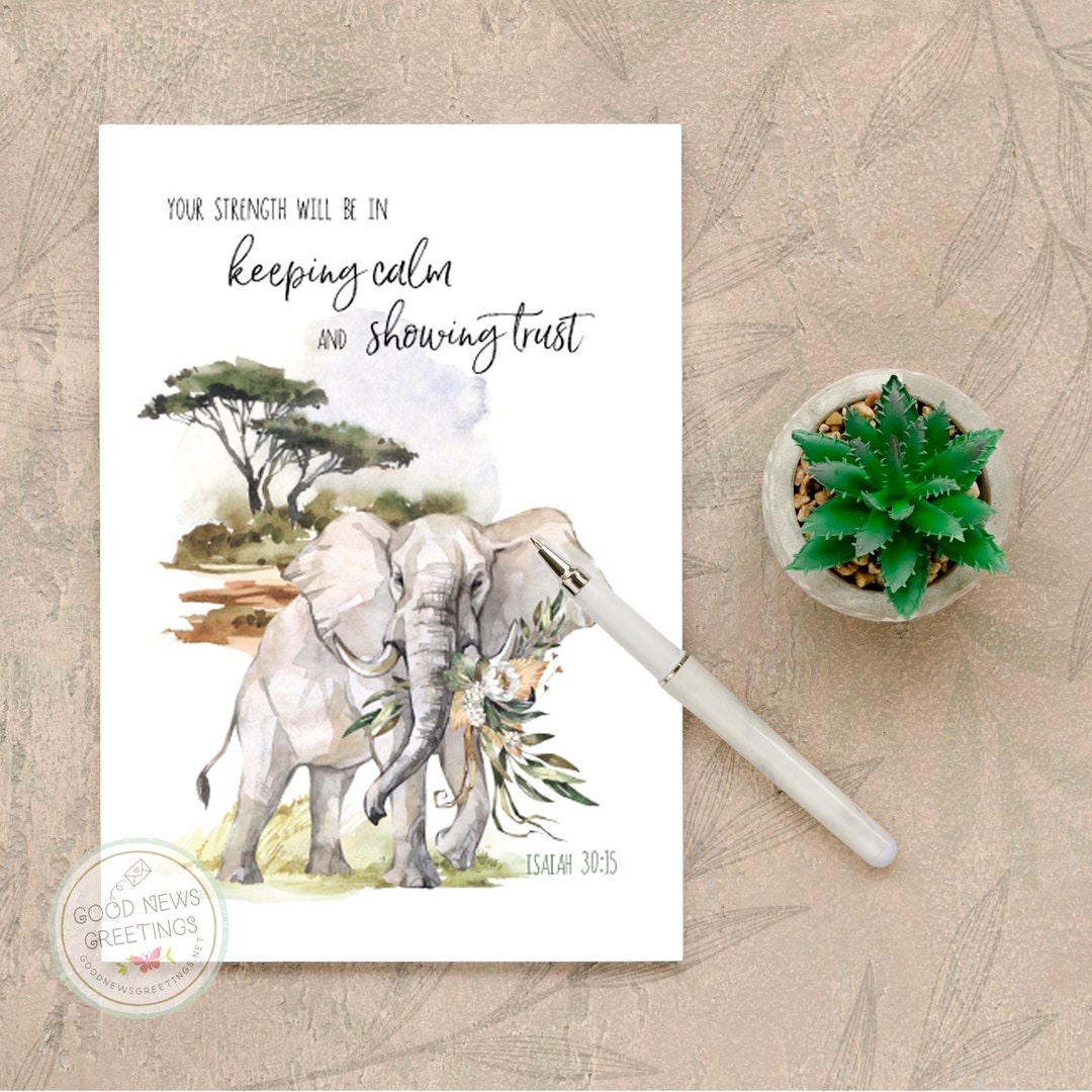 Calm Elephant - Encouraging Greeting Card - Etsy Canada