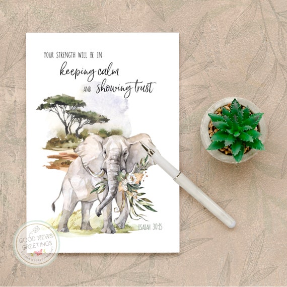 Calm Elephant Encouraging Greeting Card - Etsy