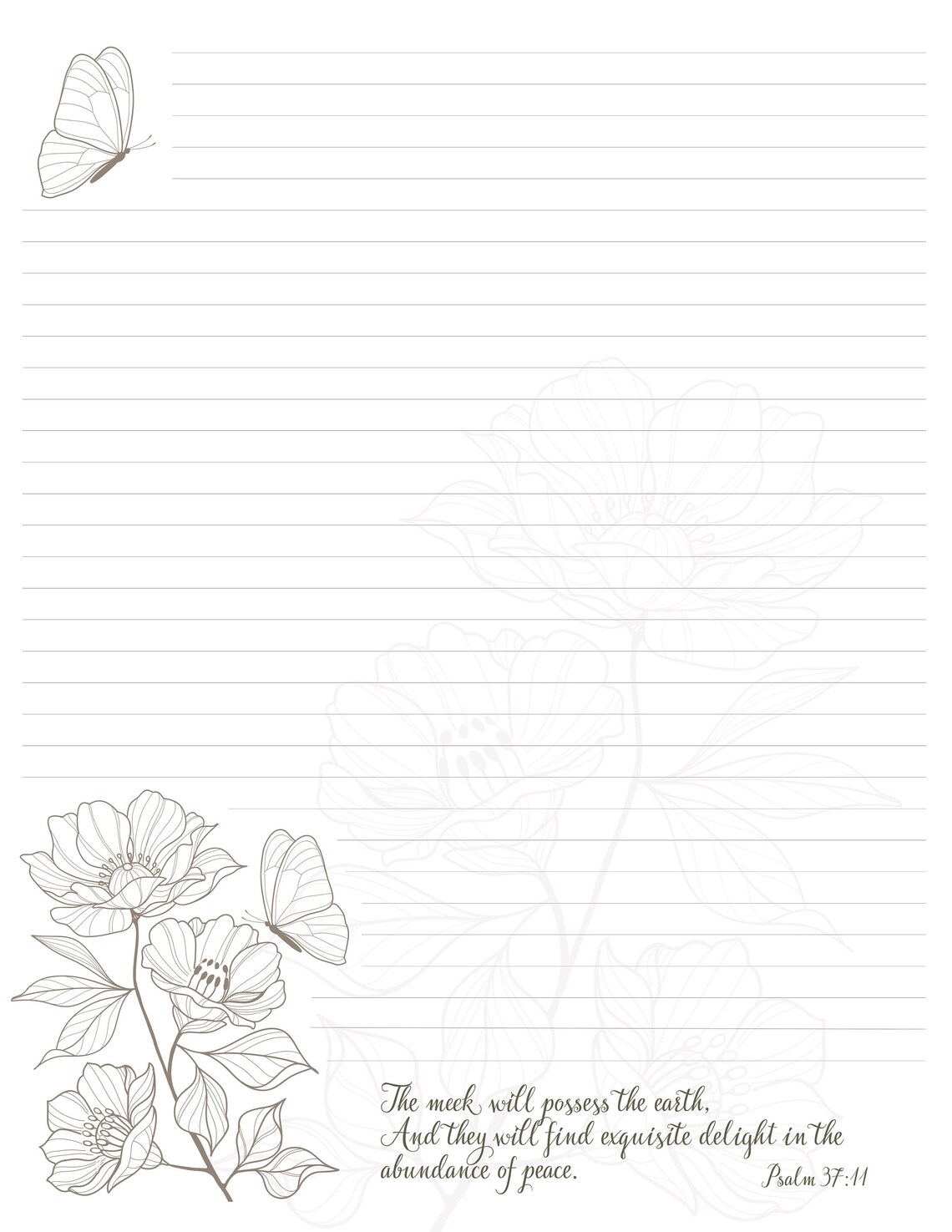 JW Letter Writing Paper - Digital Download - Peaceful Butterfly ...