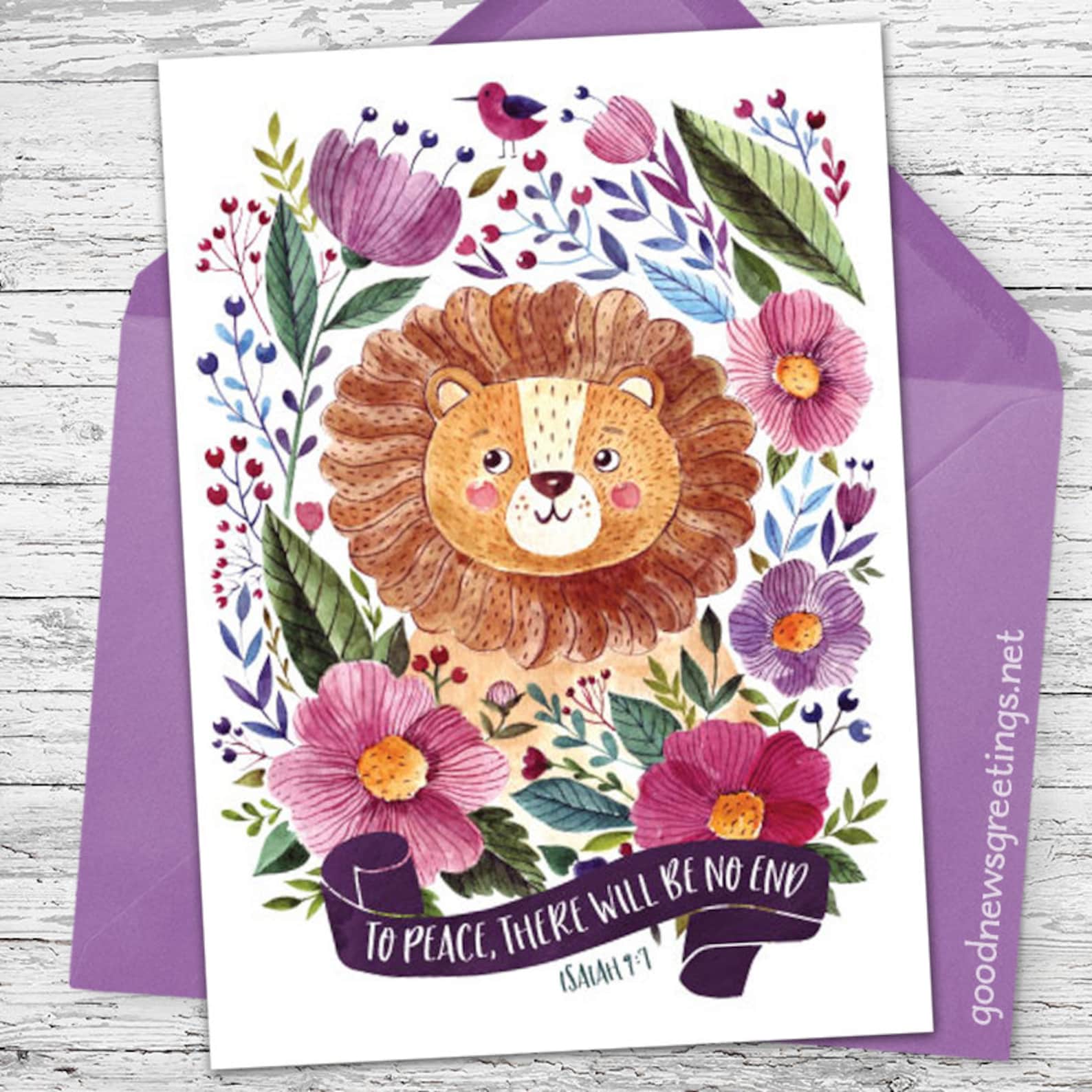 Peaceful Lion - Greeting Card - Etsy