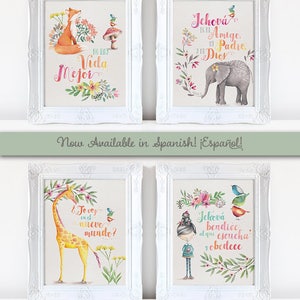Set of 4 Downloadable Framing Prints, Cute Watercolor Animals - Spanish ...