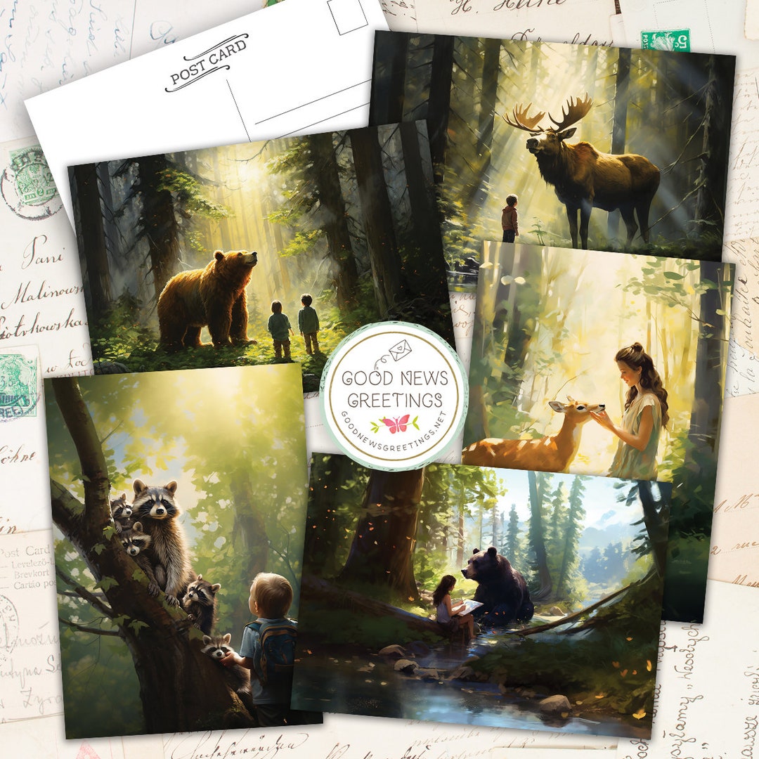 Paradise Postcard Pack - Forest Friends (pack of 10) - Etsy