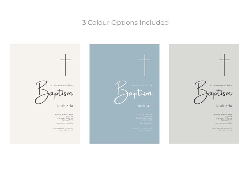 Editable Baptism Invitation Template - Minimal Canva Baptism (ivory) - Etsy