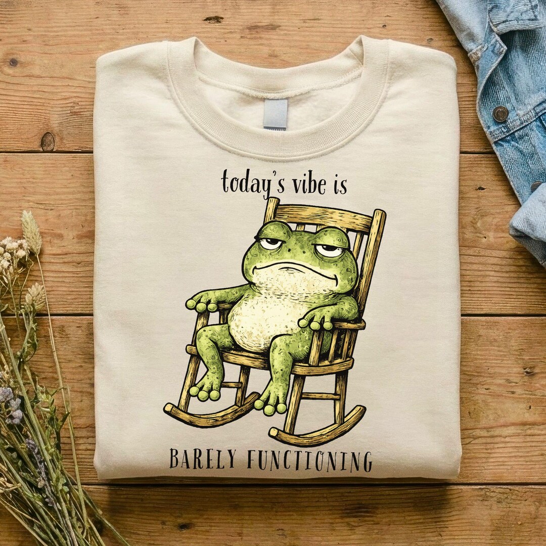 Barely Functioning Funny Frog PNG, Animal Humor Sublimation Design ...