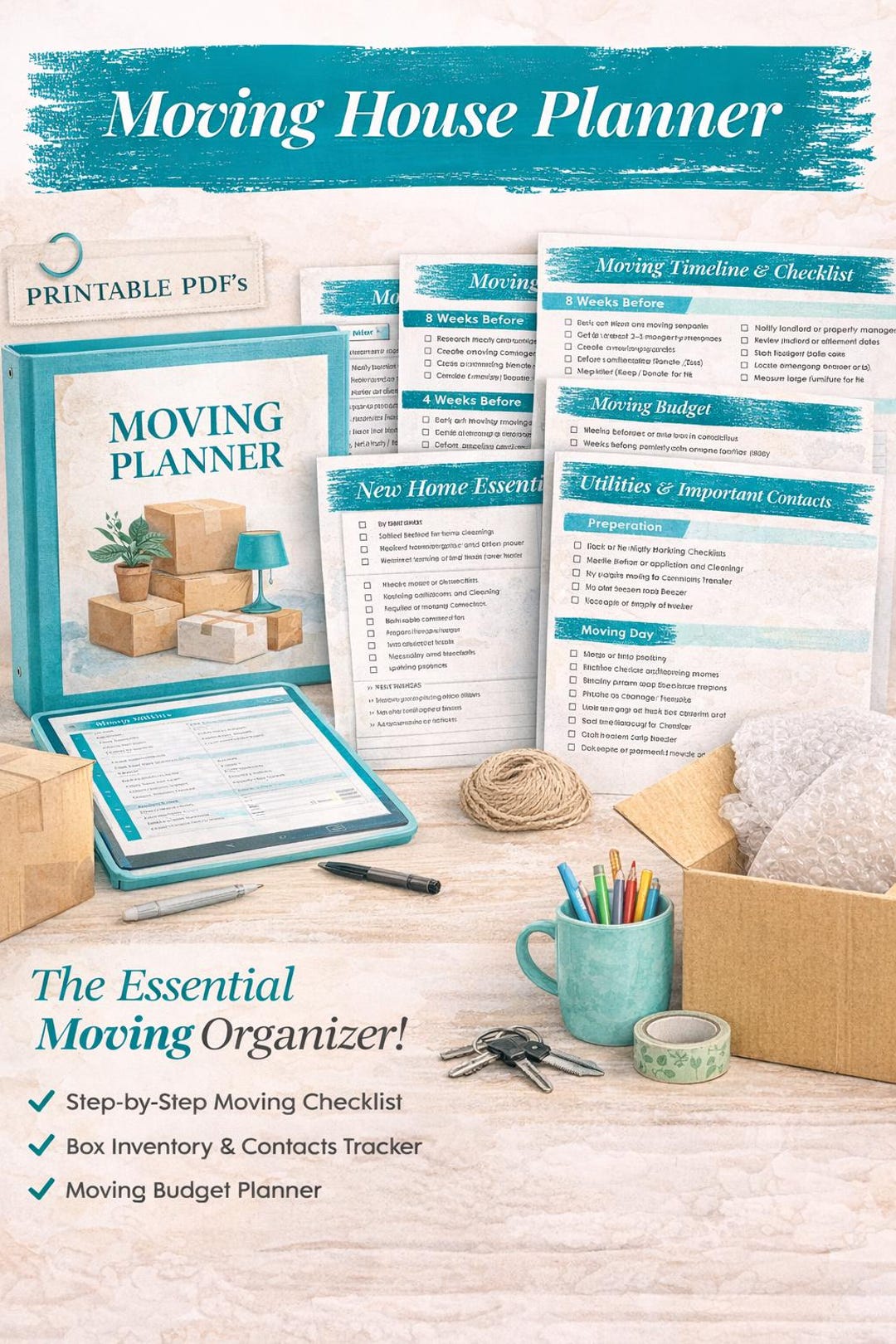 Moving House Planner Printable | Relocation Checklist, Budget & Box ...