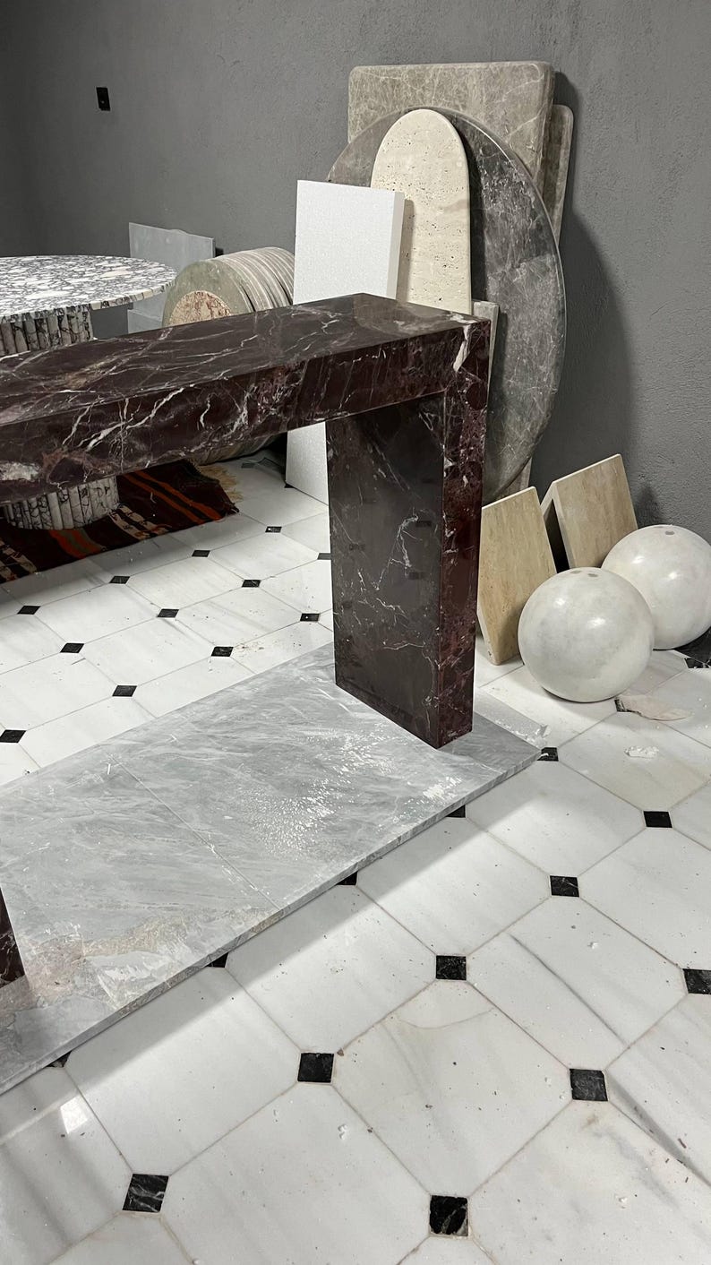 Handmade Rosso Levanto Marble Console Table | Sculptural Hallway Foyer ...