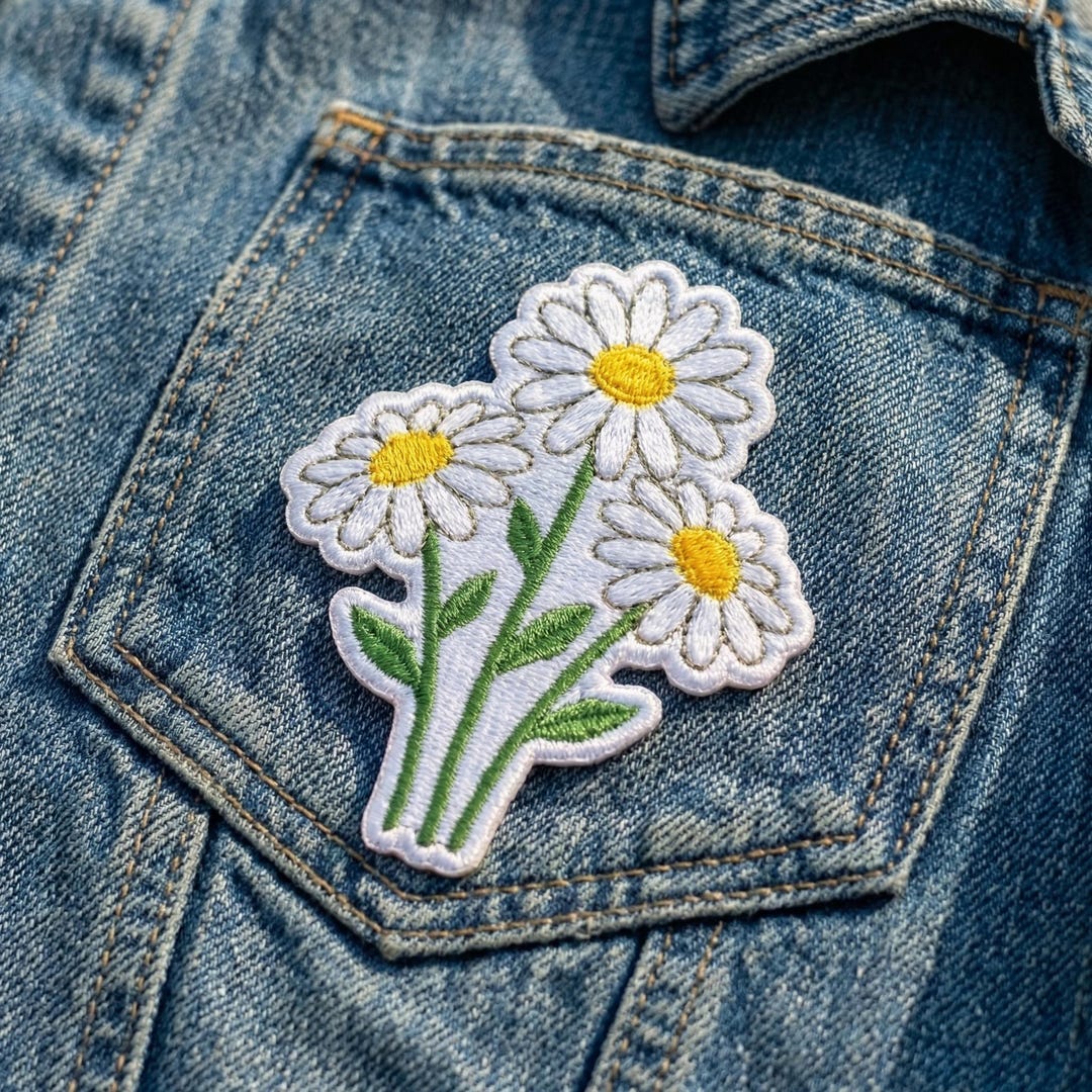 Daisy Embroidered Patch - White Floral Applique Iron on - Cottagecore ...