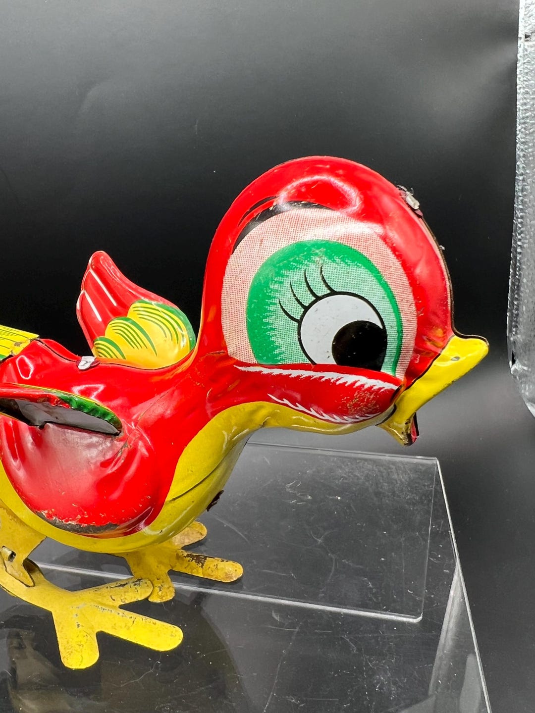 Vintage 1950s Tin Toy Lithograph Wind up Hopping Red Bird Made by ...