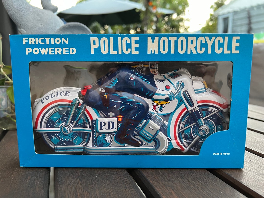 Vintage Friction Powered 1960s Tin Police Motorcycle - Etsy