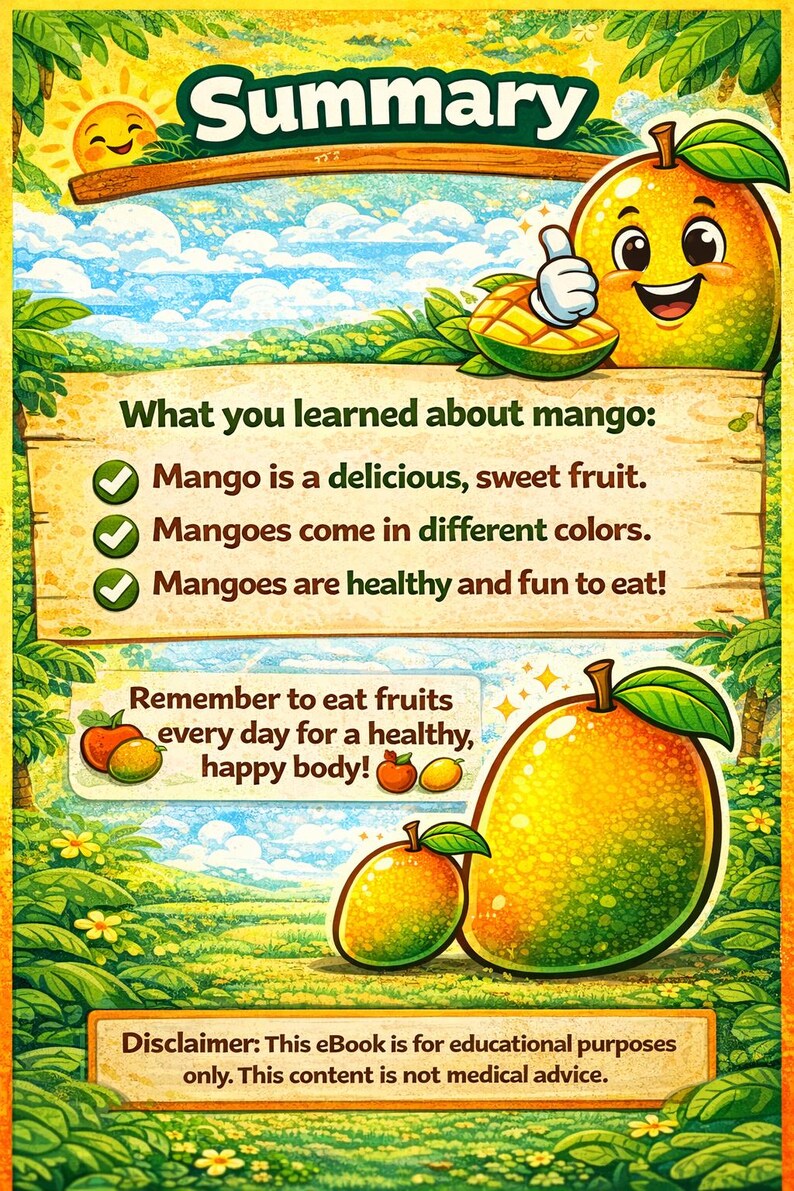 Mango Learning Ebook, Kids Healthy Eating Story, Kitchen Nursery Art ...