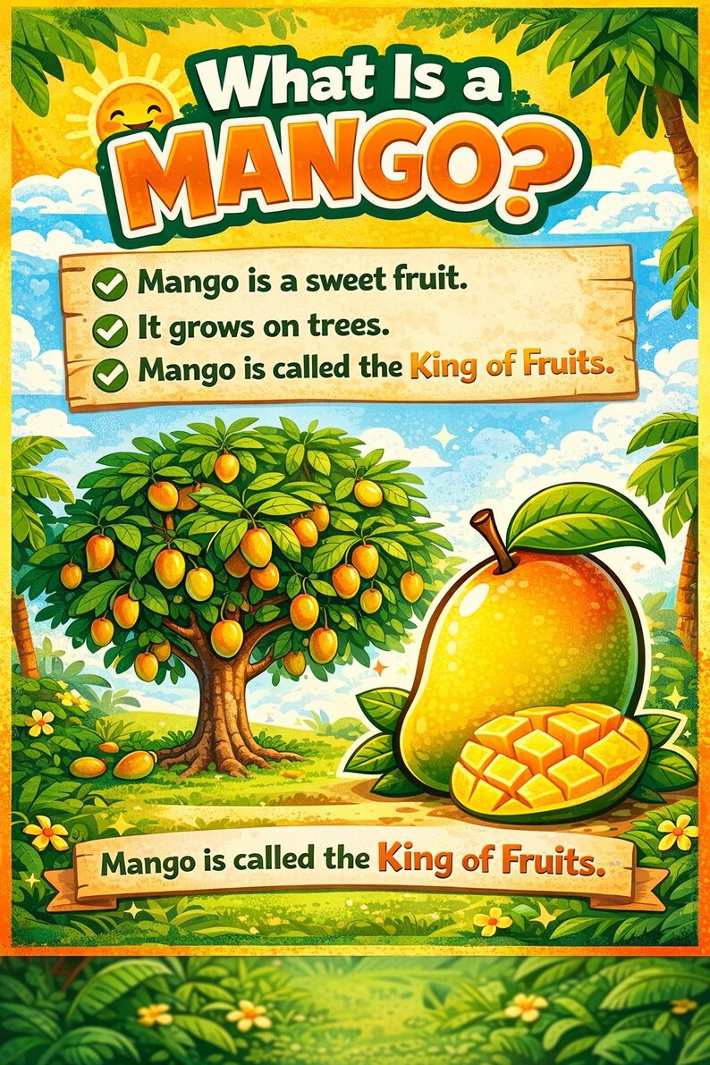 Mango Learning Ebook, Kids Healthy Eating Story, Kitchen Nursery Art ...
