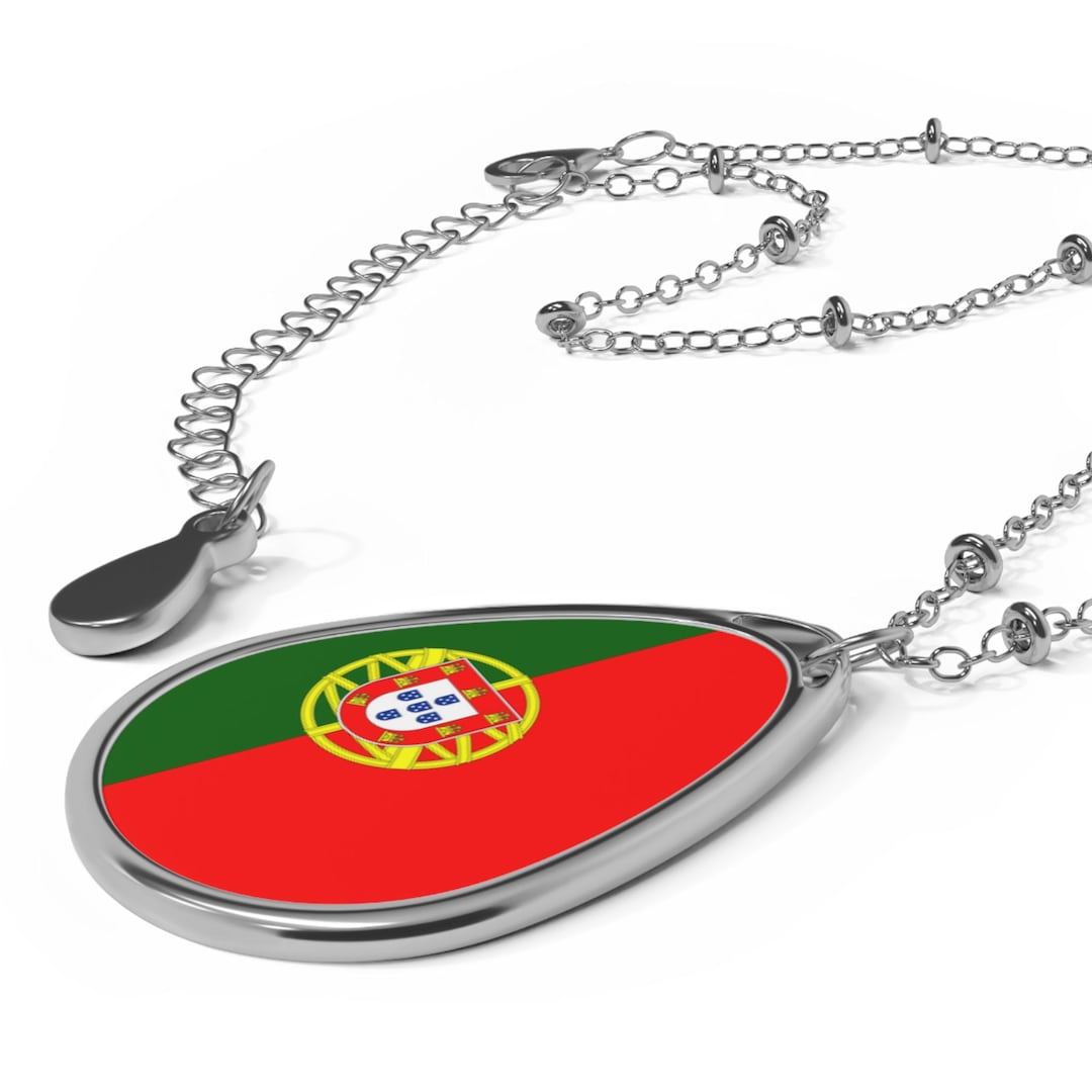 Portugal Flag Necklace - Portuguese Flag Oval Necklace, Portugal ...