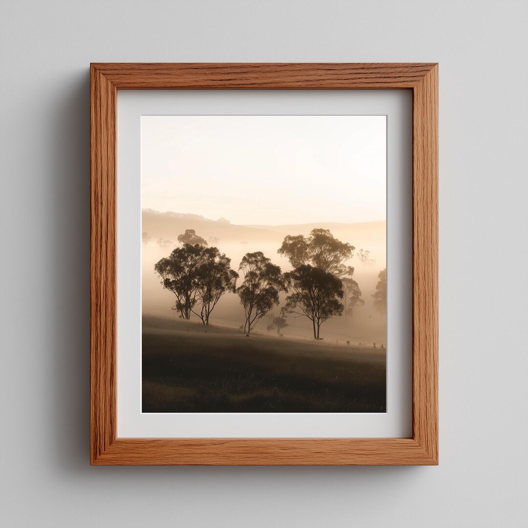 Australian Bush Sunrise Print – Eucalyptus Tree Landscape, Neutral ...