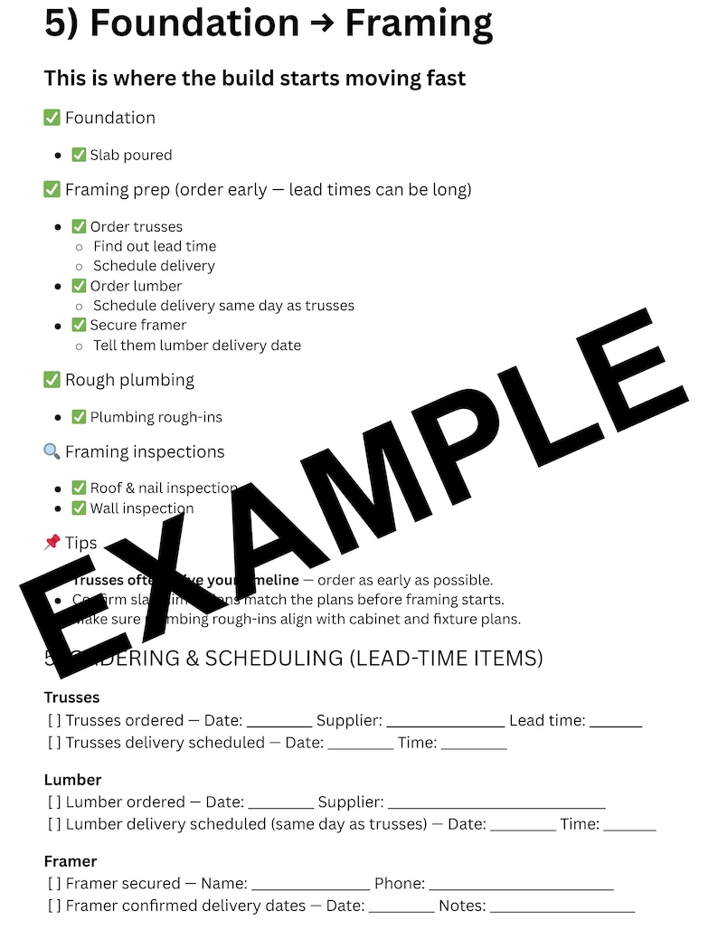 Owner Builder House Build Checklist Printable | DIY Home Construction ...