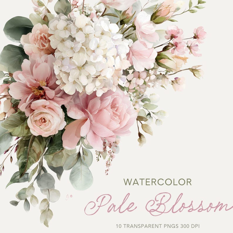 Wedding Floral Clipart Bundle, Watercolor Flowers, 8 Color Palettes ...