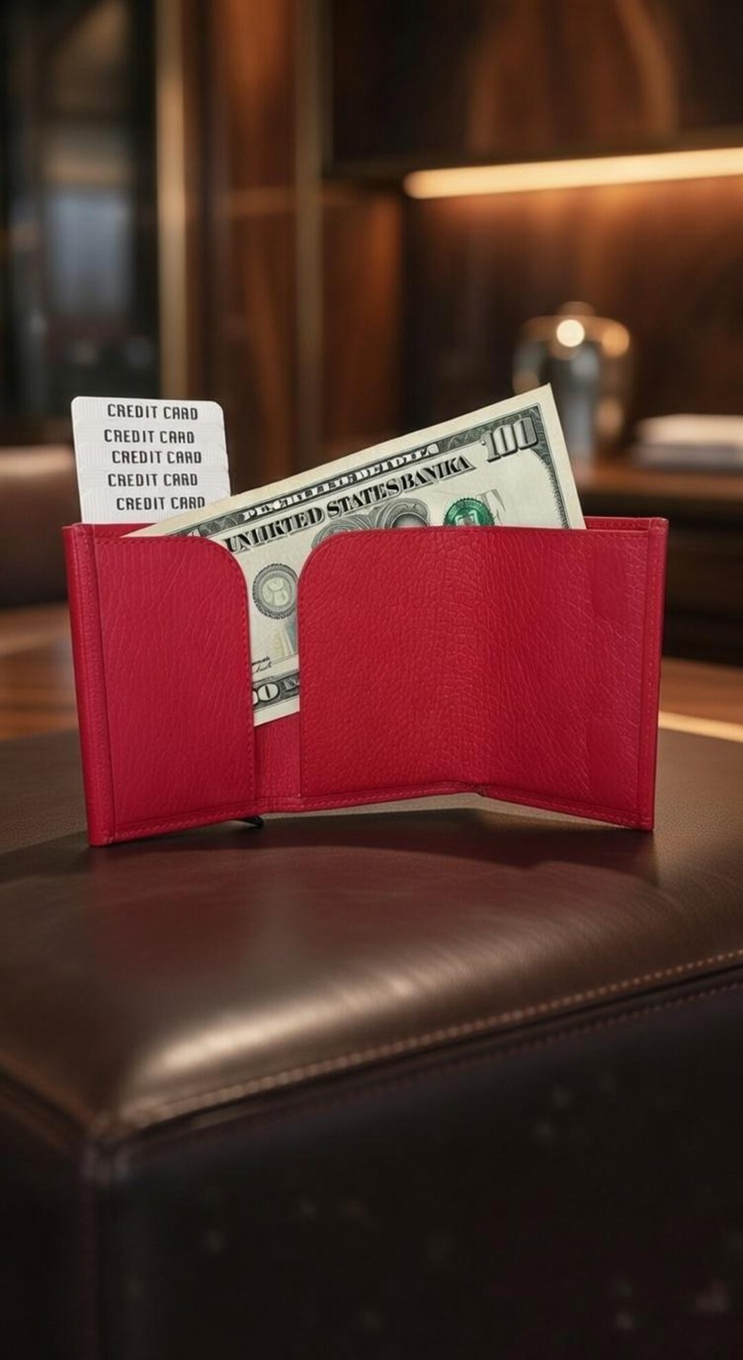 Red Leather RFID Card Holder Wallet – Minimalist Automatic Pop-up - Etsy