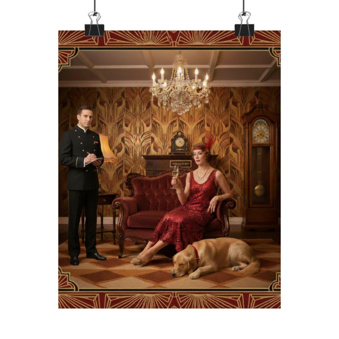 Art Deco 1920s Lounge Scene Wall Art – Gatsby Flapper & Gentleman Print ...