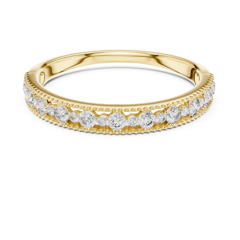 Moissanite Wedding Band Eternity Ring Gold Rose Gold Silver Stackable ...
