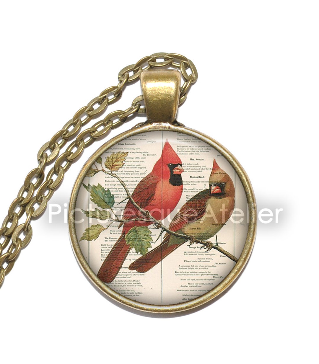 CARDINAL BIRD Necklace, Cardinal, Bird Necklace, Cardinalidae, Colorful ...
