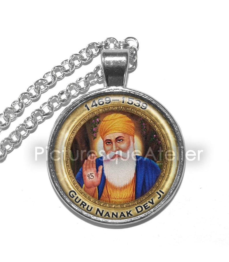 Guru NANAK DEV JI Necklace, Sikhism Founder, Sikh Jewelry, Religious ...